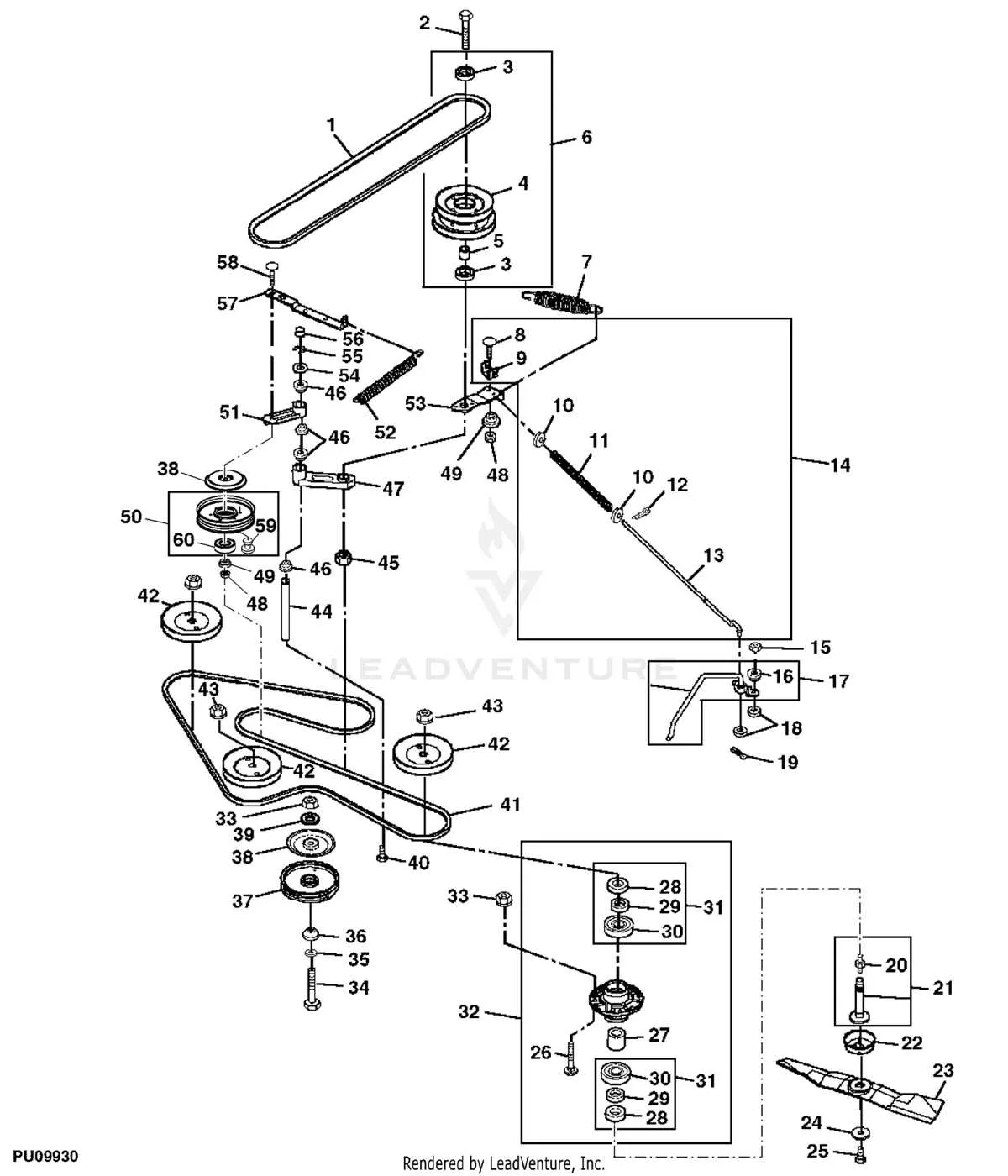 John Deere 48C Mower Deck Belt Routing Diagram
